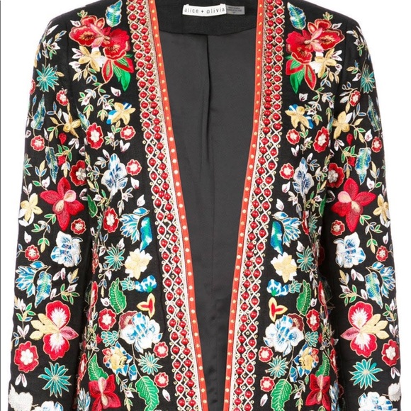 Alice + Olivia | Jackets & Coats | Aliceolivia Floral Embroidered ...